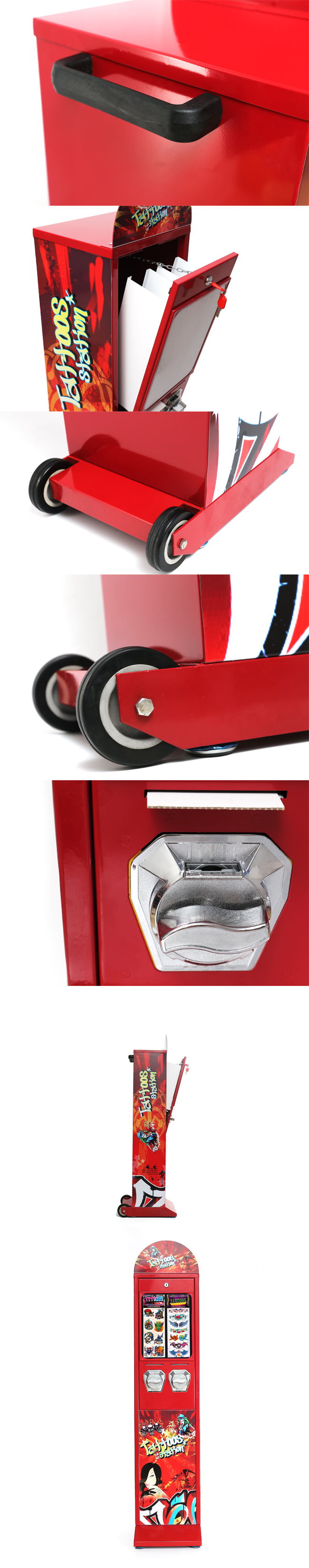 PC Window Tattoo Vending Machine , Card Stamps Sticker Quarter Machine