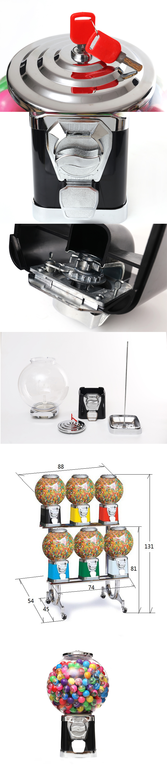 rhino gumball capsule candy vending machine black 50CM black 6 coins 1. ...